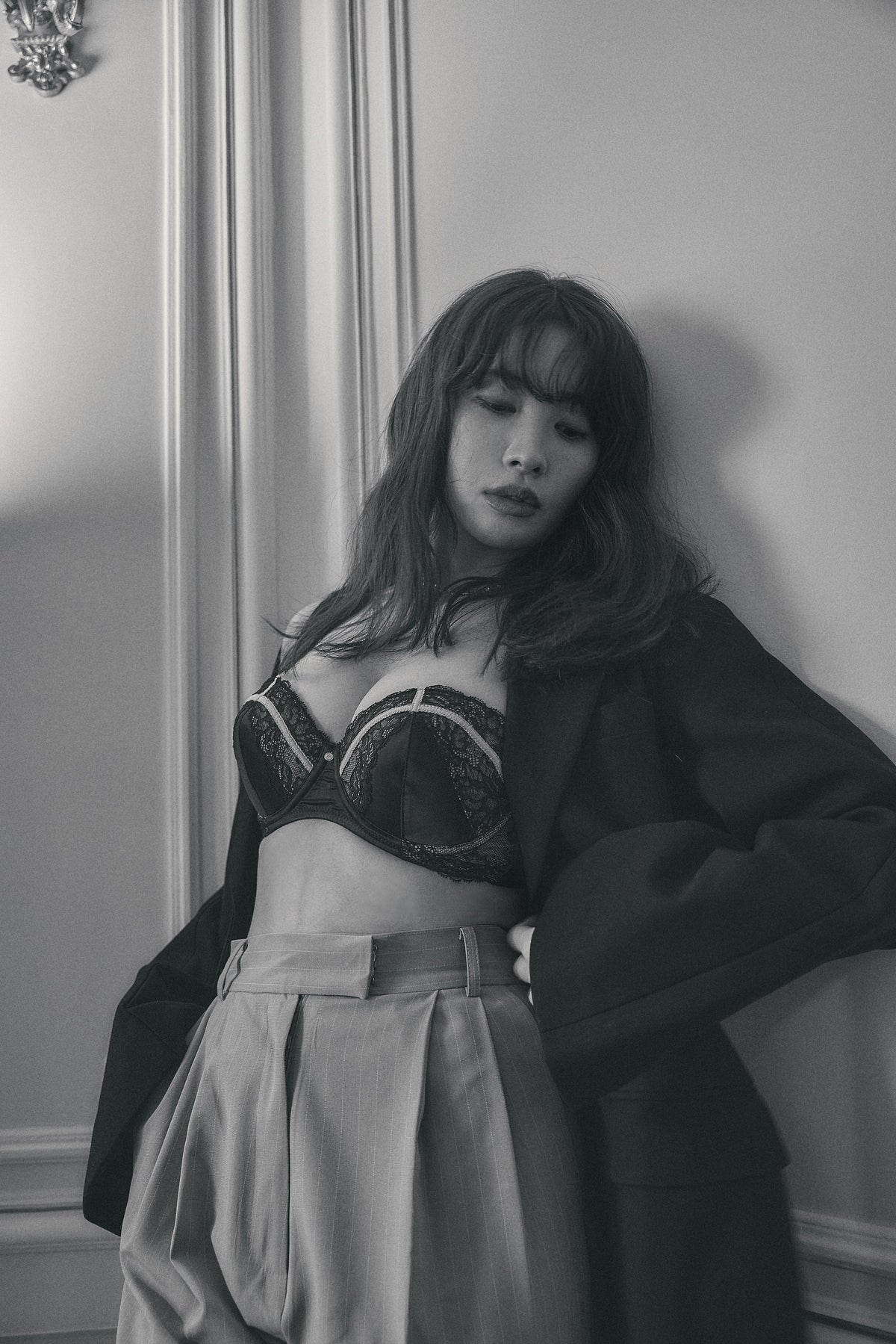 Ribbon Leavers Lace Bra Set