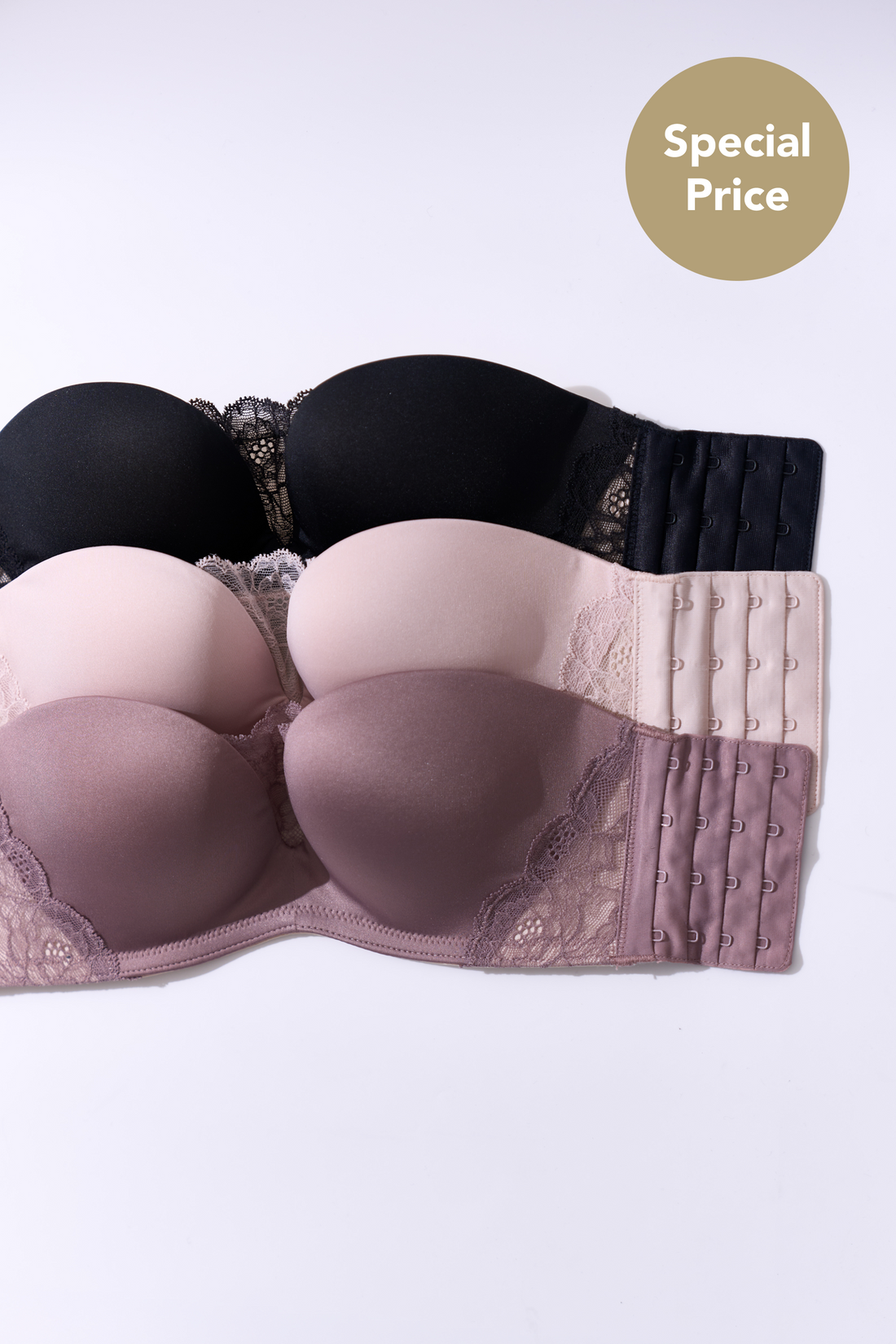 【E/Fカップ】Everyday Essential Strapless Bra 3 Set